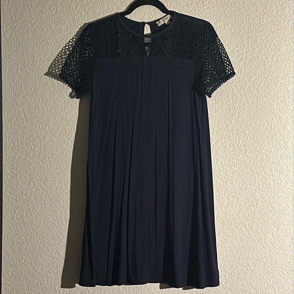 LOFT | Dresses | Loft Navy Embellished Short Sleeve Dress | Poshmark
